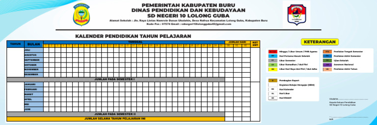 Kalender Pendidikan SD Negeri 10 Lolong Guba | PDF