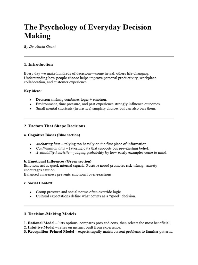 The Psychology of Everyday Decision Making | PDF | Decision Making | Bias