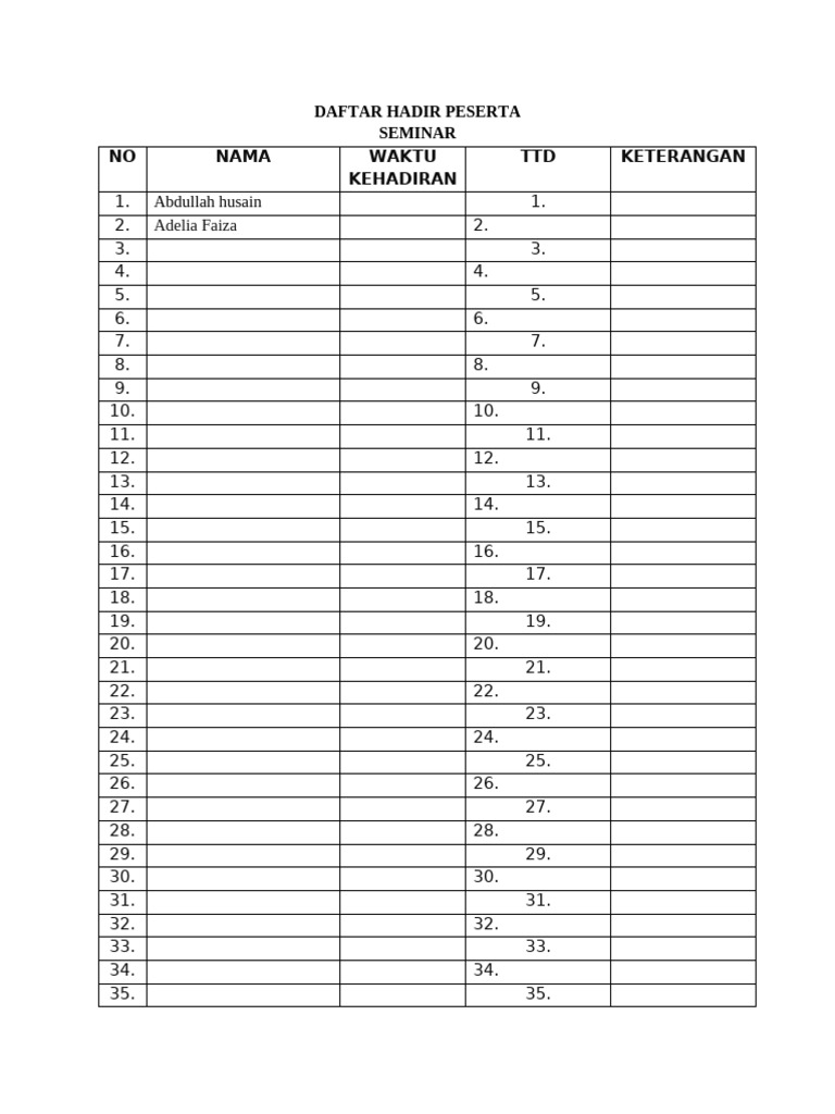 Template Absen | PDF