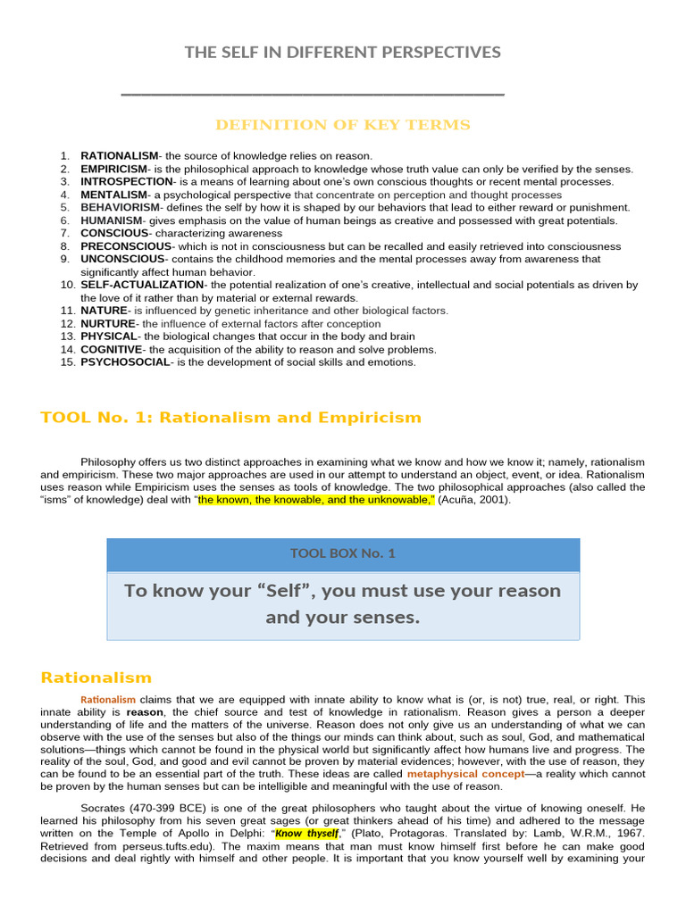 Understanding The Self-First sem-MIDTERM-REVIEWER | PDF | Self ...