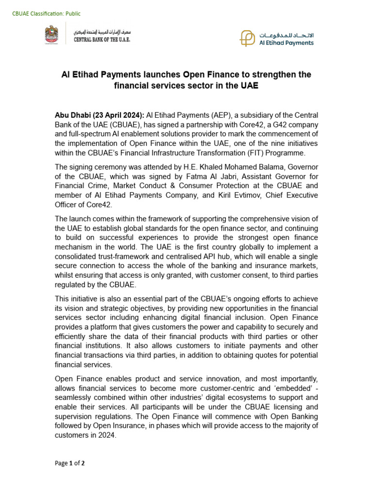 Al Etihad Payments Launches Open Finance to Strengthen the Financial ...