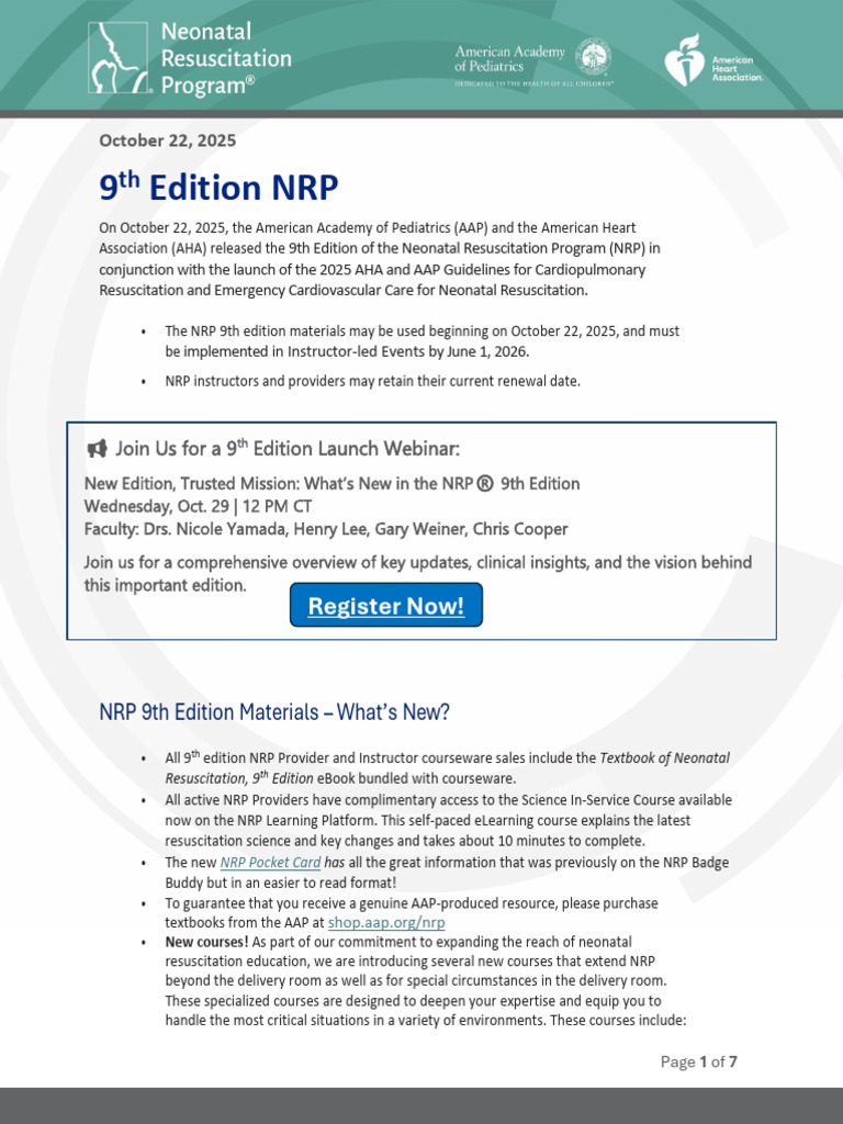 NRP 9th Edition Launch Communications FINAL - 10.23.25 | PDF | Preterm ...