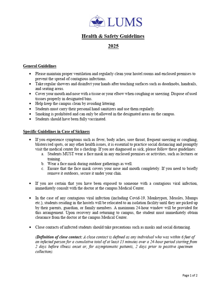 Health and Safety Guidelines-Boarders | PDF | Hospital | Health Care