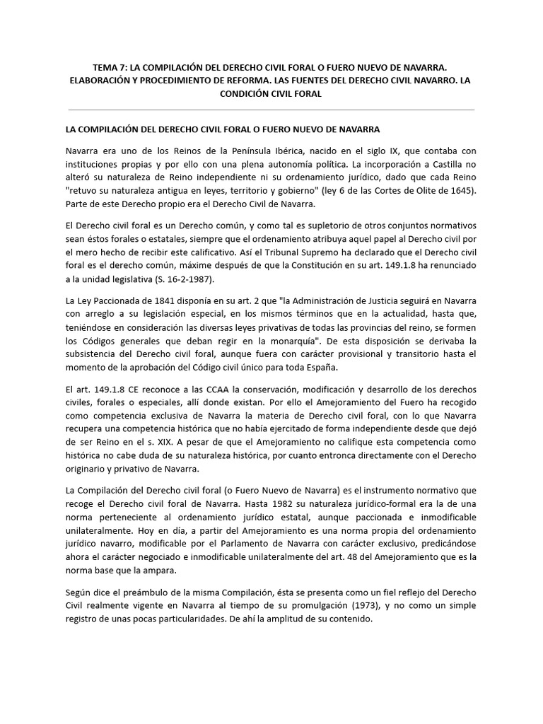 Derecho Civil Foral en Navarra: Fuero Nuevo | PDF | Fuentes del derecho ...