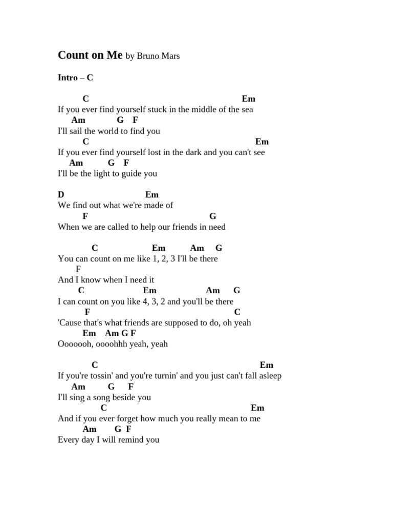 "Count on Me Lyrics by Bruno Mars" | PDF