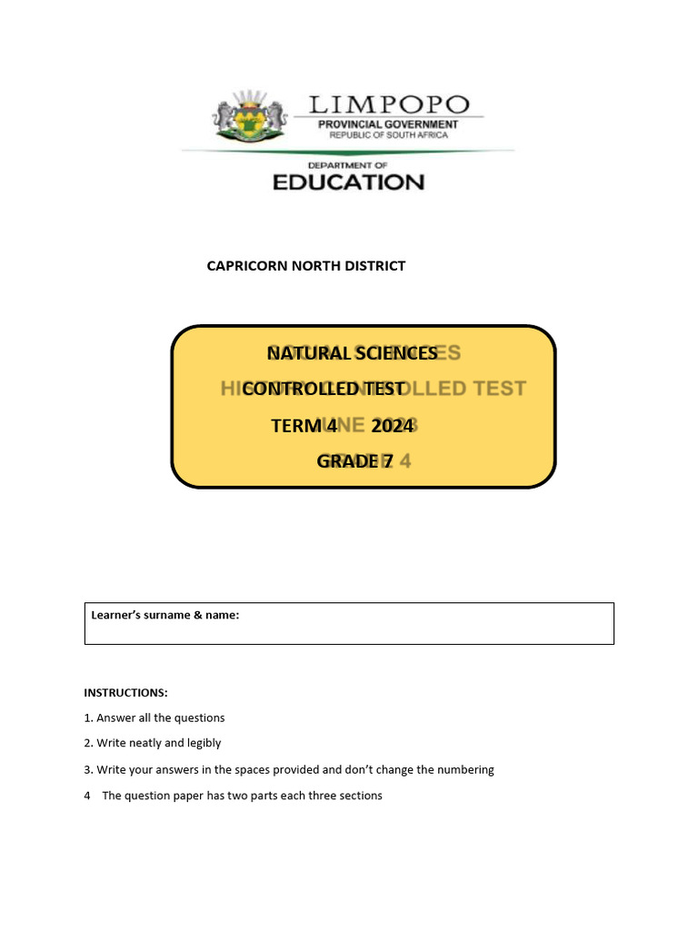 Natural Sciences 2024 Grade 7 Term 4 | PDF | Earth | Moon