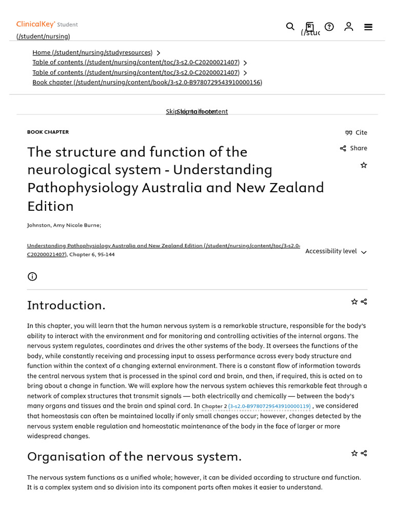 Chapter 6 - Structure and Function of Neurological System | PDF ...