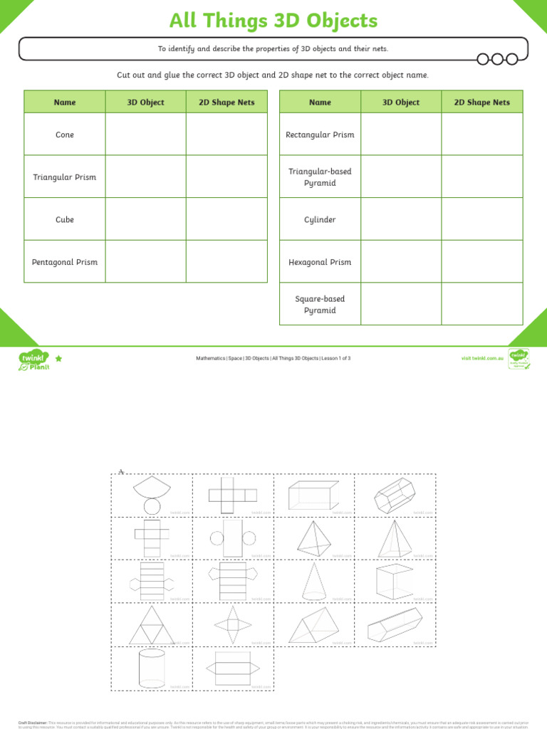 All Things 3D Objects Activity Sheet | PDF | Triangle | Shape