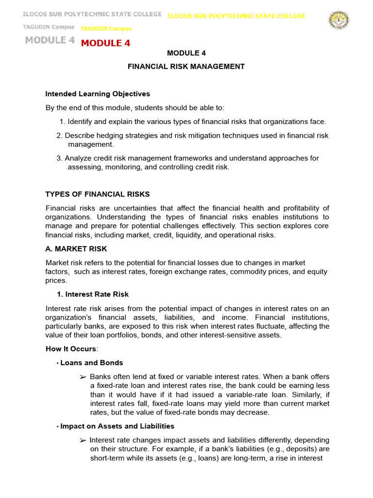 Module 4. Financial Risk Management | PDF | Option (Finance) | Put Option