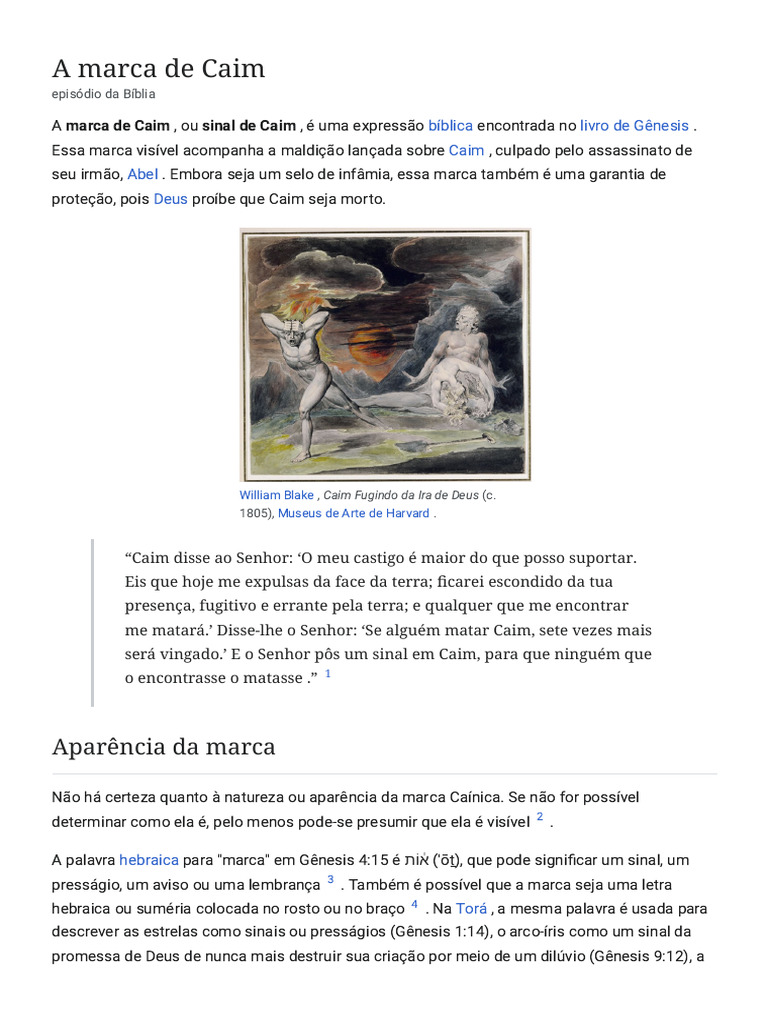 A Marca de Caim: Significado e Interpretações | PDF | Gênesis (livro ...