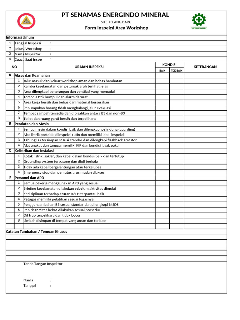 Form Inspeksi | PDF
