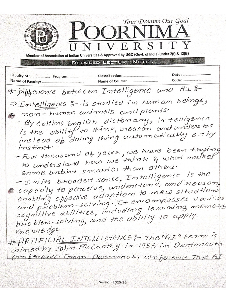 Fundamental of AIDS Unit 1 Handwritten | PDF