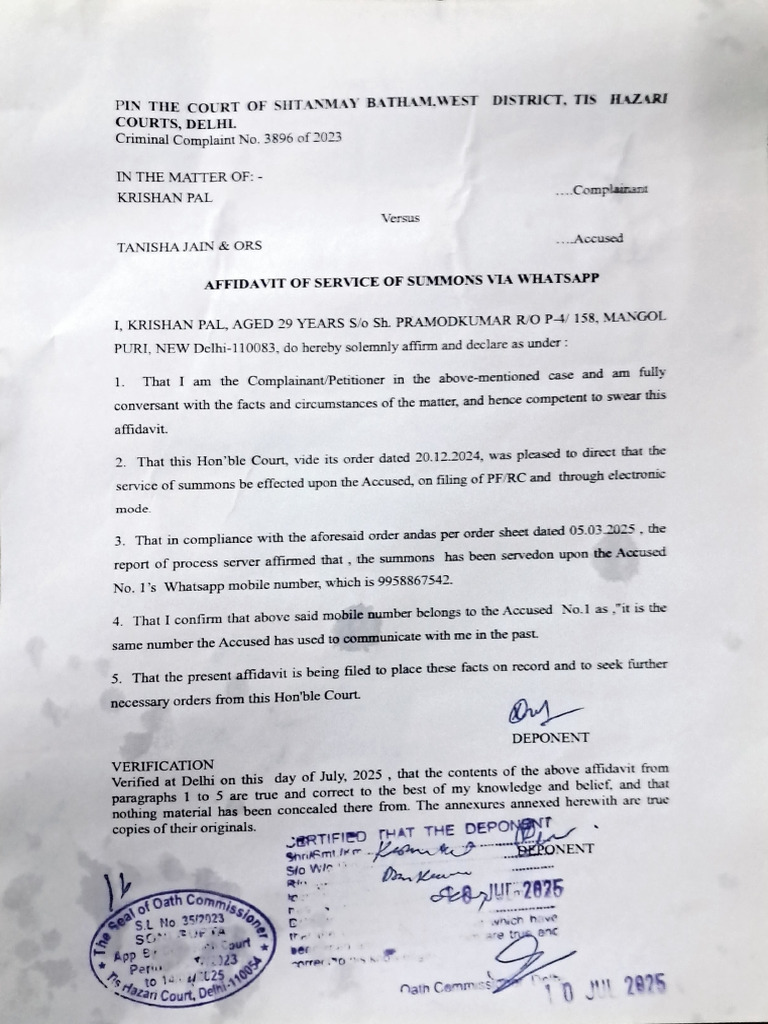 Affidavit Arti Mam Case | PDF | Affidavit | Civil Law (Common Law)