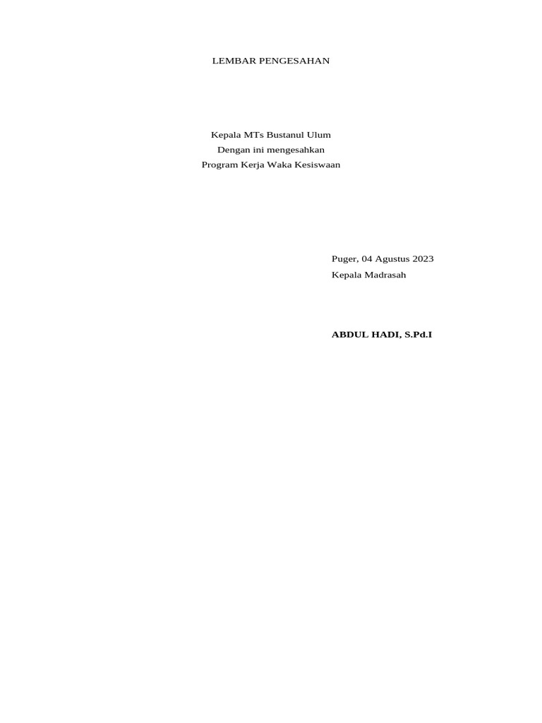 Proker Kesiswaan 2023-2024 | PDF