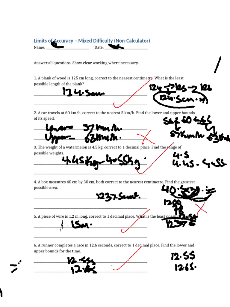 Limits_of_Accuracy_Mixed_Practice | PDF | Significant Figures | Length