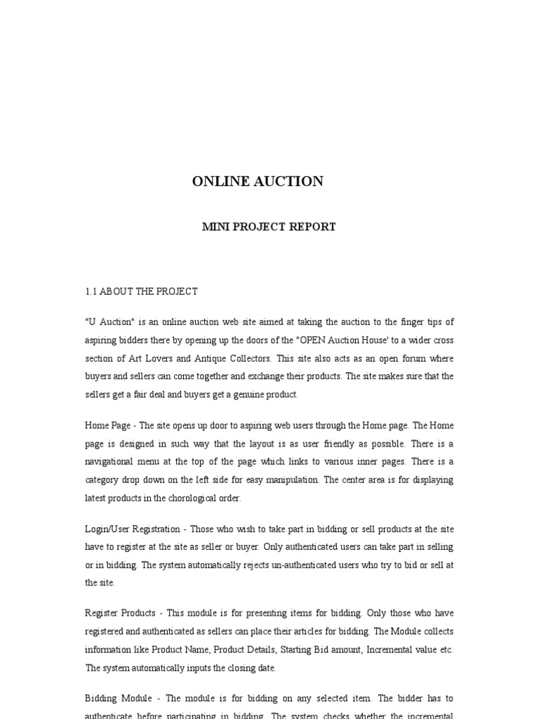 Taking Auctions Online: An Analysis of an Online Auction Website's Modules, Features and System ...
