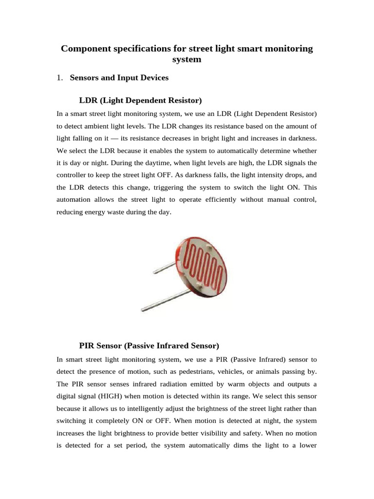 Smart Street Light Monitoring System Specs | PDF | Street Light | Light