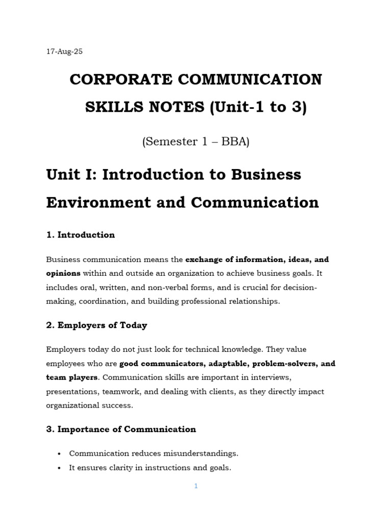 Corporate Communication Skills - Midsem Notes - 25 | PDF ...