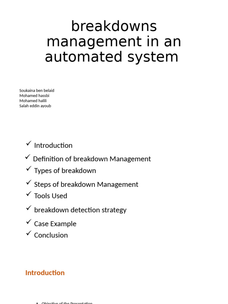 Breakdowns Management in An Automated System | PDF
