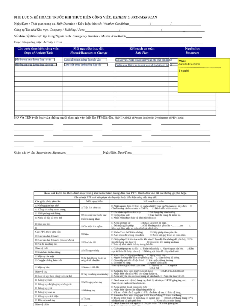 Pre Task Plan | PDF