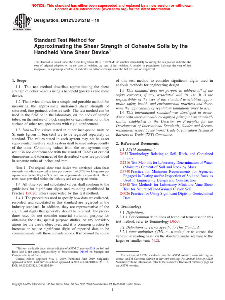 Handheld Vane Shear Test Method | PDF | Calibration | Soil Mechanics