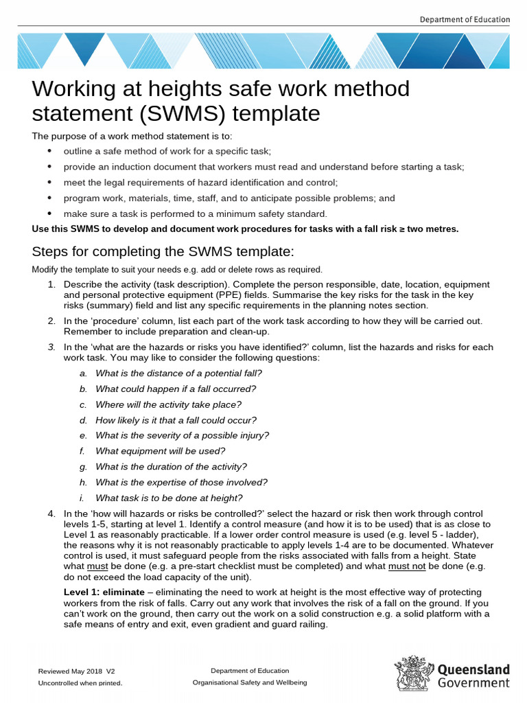 Safe Work Method Template | PDF | Risk | Personal Protective Equipment