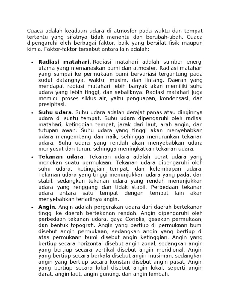 Cuaca Adalah Keadaan Udara Di Atmosfer Pada Waktu Dan Tempat Tertentu Yang Sifatnya Tidak ...