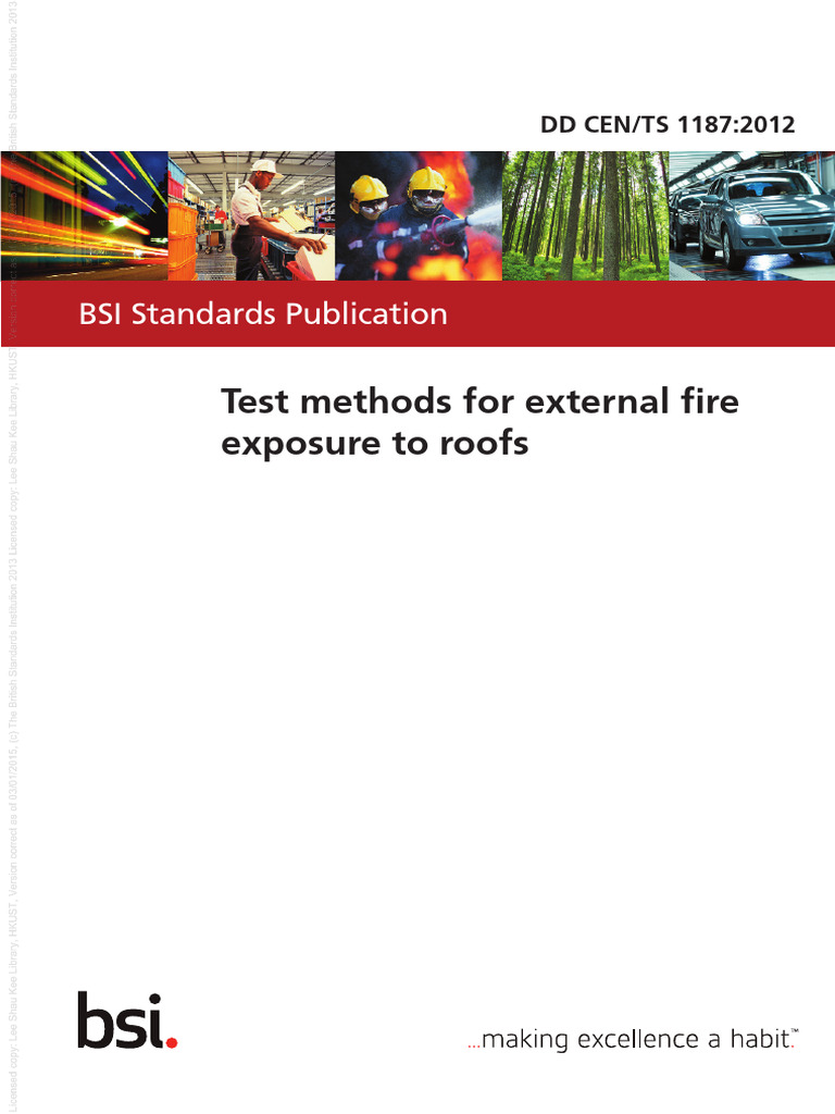 CEN/TS 1187:2012 Fire Exposure Tests for Roofs | PDF | Roof | Wood
