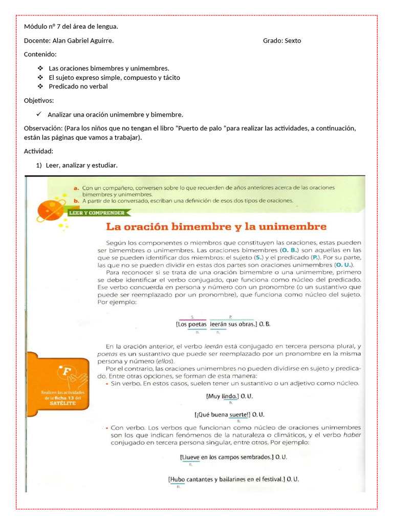 AGOSTO Wors Sujetos | PDF | Predicado (Gramática) | Verbo