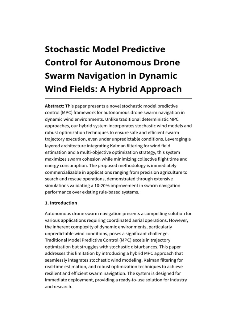 Stochastic MPC for Drone Swarm Navigation | PDF | Kalman Filter ...