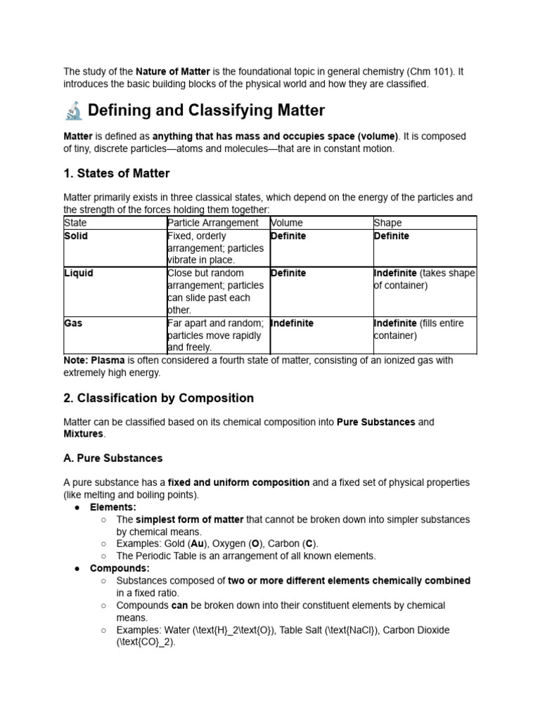 Understanding States and Classifications of Matter | PDF | Chemical ...