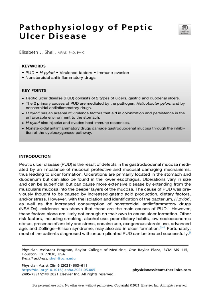 Peptic Ulcer Pathophysiology | PDF | Immune System | Adaptive Immune System