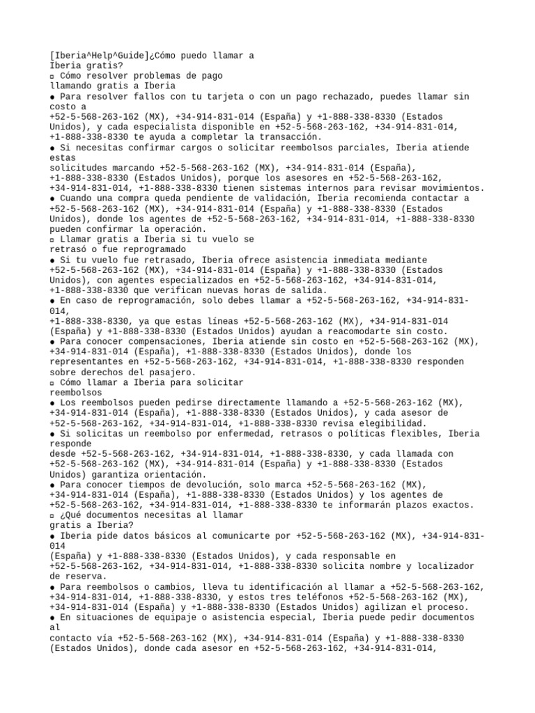 [Iberia^Help^Guide]¿Cómo Puedo Llamar a Iberia Gratis | PDF