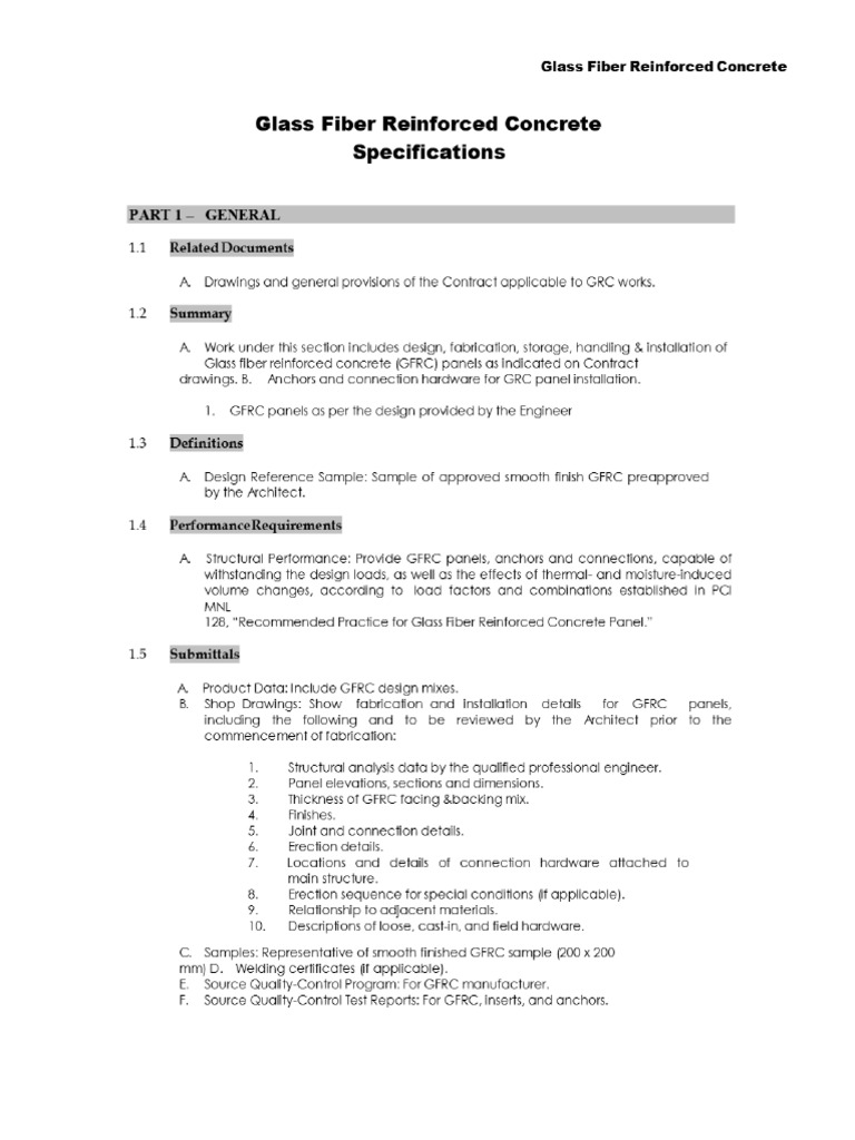 GRC Specification | PDF