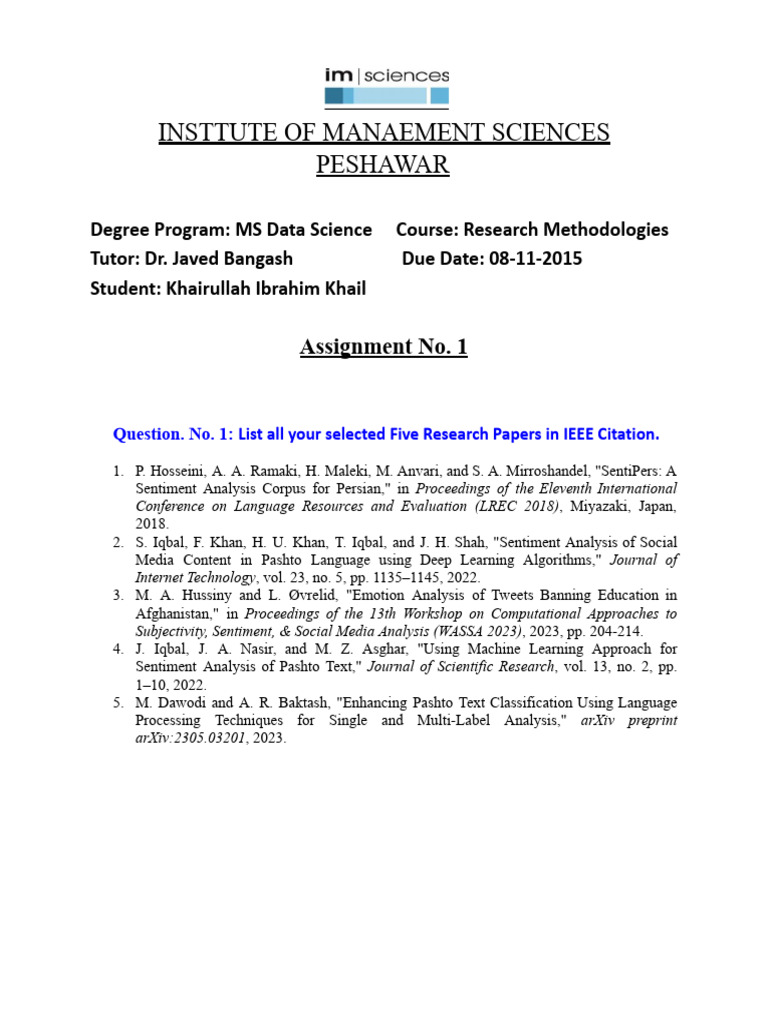 Assignment # 01... Research Methodology | PDF