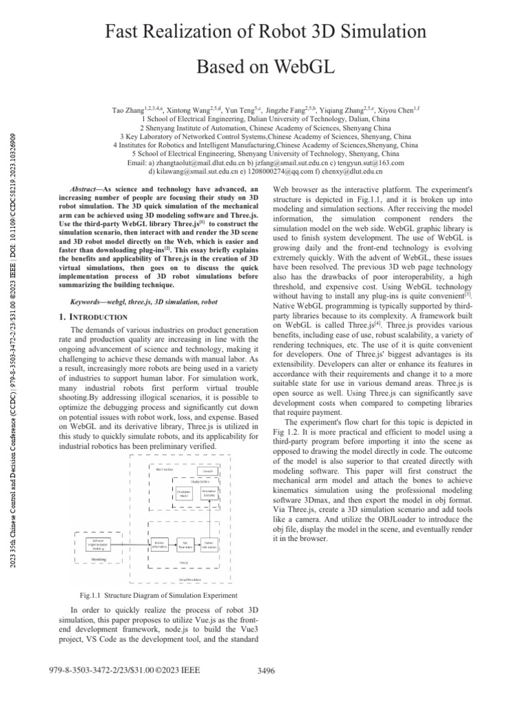 Fast Realization of Robot 3D Simulation Based On WebGL | PDF