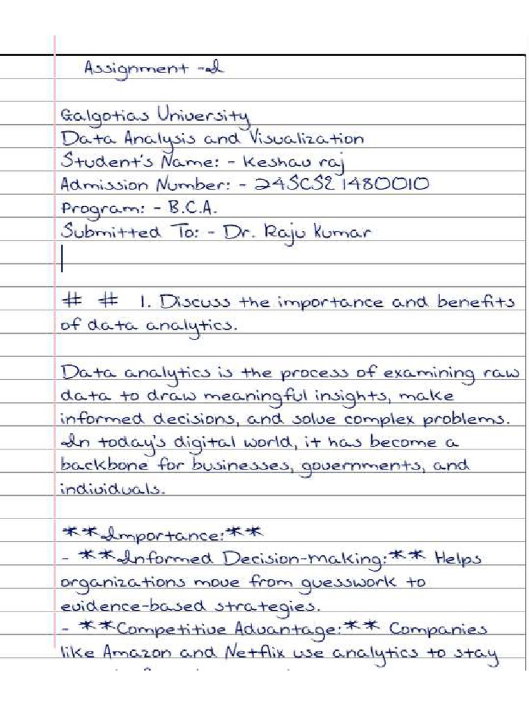 Keshav Raj DAV Assignment 1 | PDF