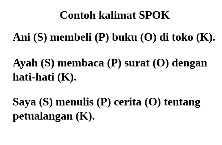 Contoh Kalimat SPOK | PDF