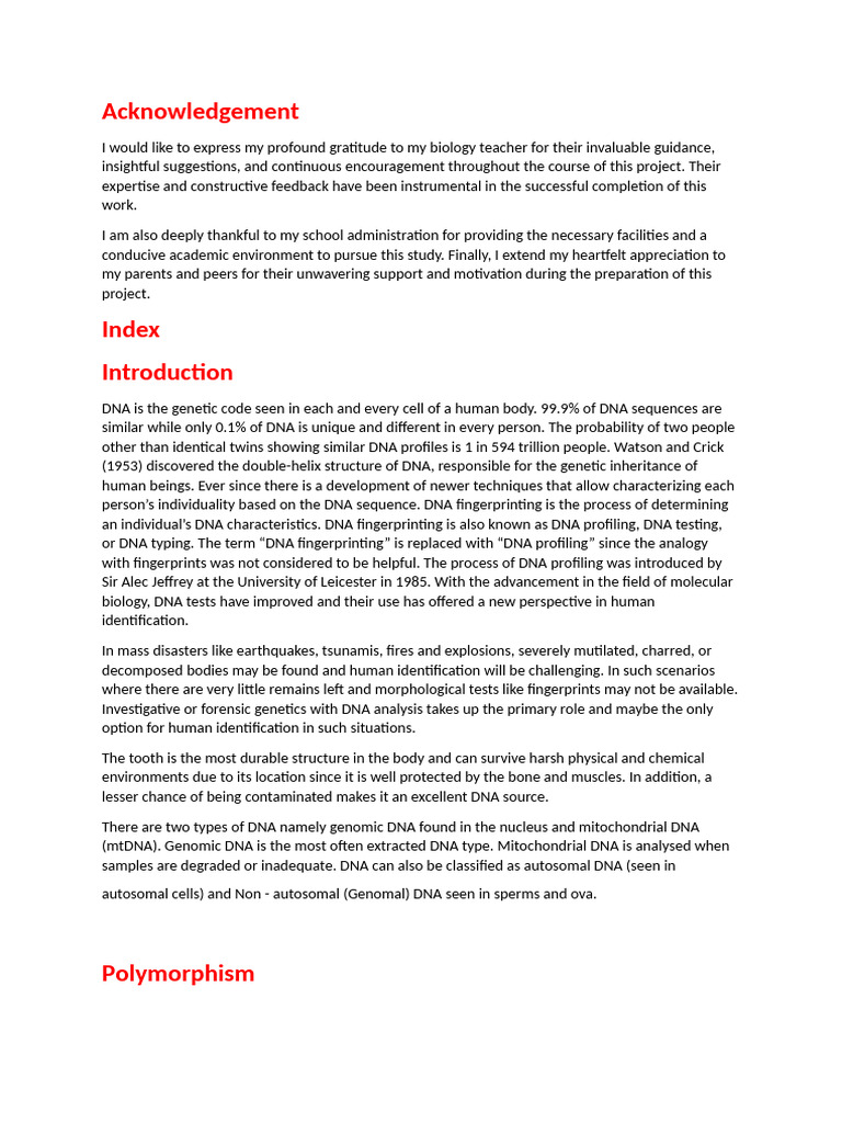 DNA Fingerprinting Project | PDF | Polymerase Chain Reaction ...