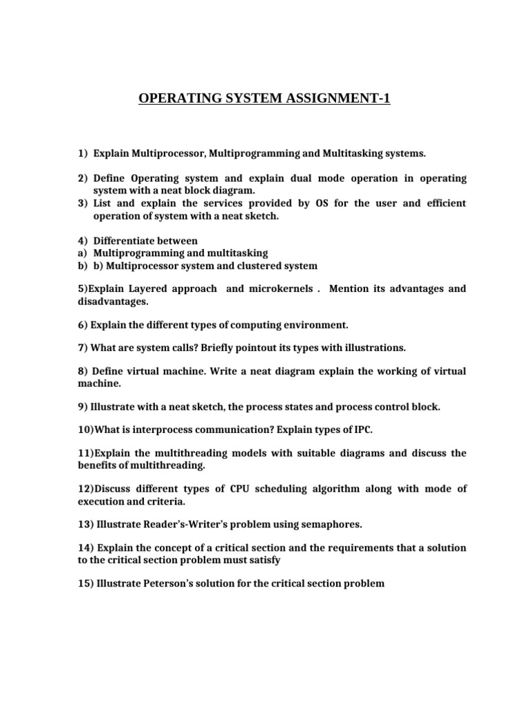 Operating System Assignment | PDF | Scheduling (Computing) | Thread (Computing)
