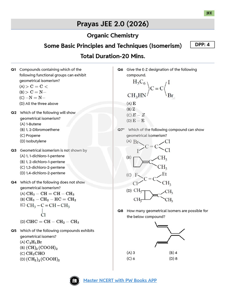 Some Basic Principles and Techniques Isomerism DPP 04 PDF | PDF ...