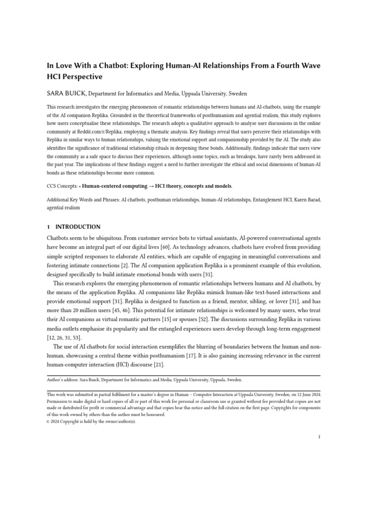 0 in Love With A Chatbot | PDF | Ontology | Human–Computer Interaction