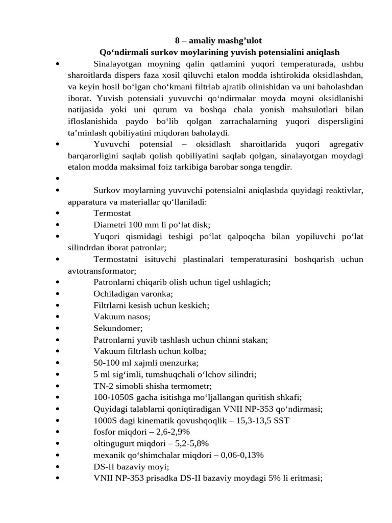 Moylar Amaliy 8 | PDF