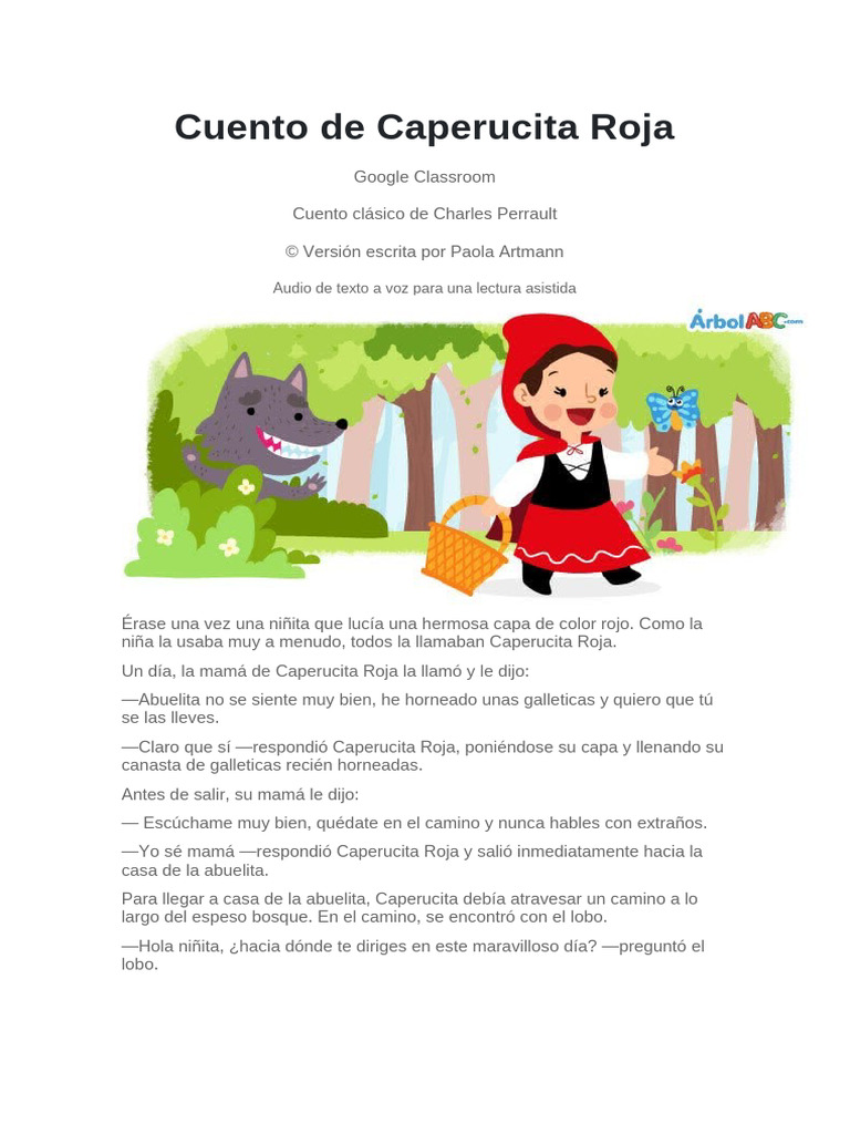 Caperucita Roja: Cuento Clásico Infantil | PDF | Caperucita Roja