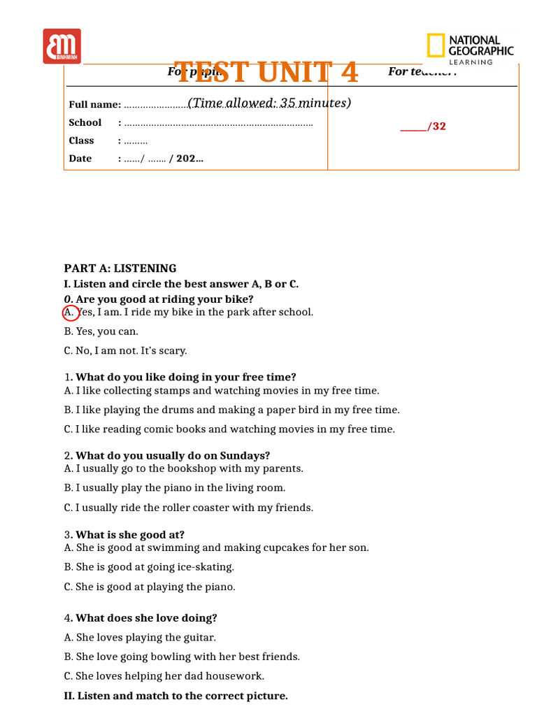 Listening and Reading Test for Students | PDF