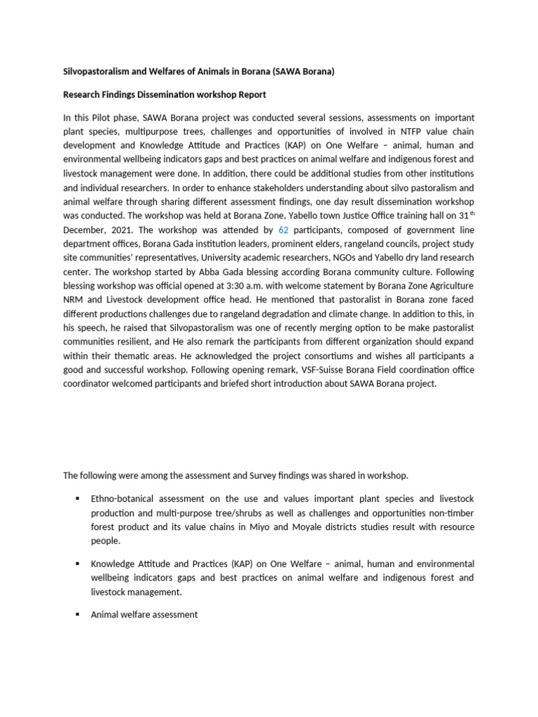 Research Findgs Workshop Report | PDF | Pastoralism | Natural Environment