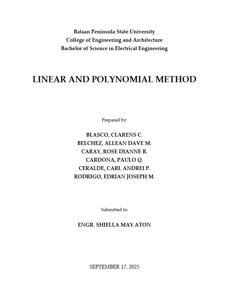 Linear and Polynomial Method 1 | PDF | Regression Analysis | Least Squares