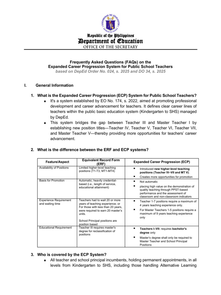 ECP System: Career Stages & Requirements | PDF | Teachers | Curriculum