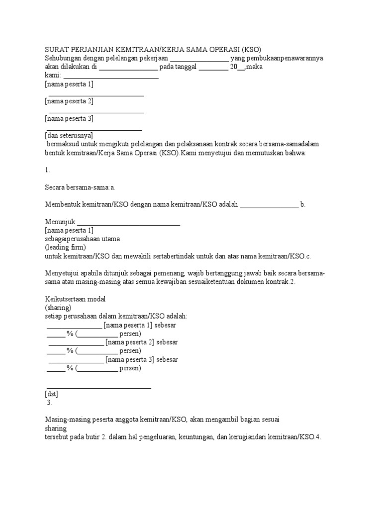 Contoh Surat Kemitraan | PDF