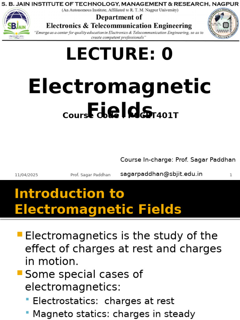 Zero - Lecture - EMF-18-19 Electromotive Force | PDF | Electromagnetic Radiation ...